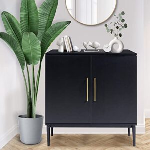 Vrullu Modern Storage Cabinet, Free Standing Buffet Cabinet, Black Sideboard and Buffet Storage, Wood Accent Cabinet for Living Room, Hallway, Entryway, Dining Room, Bedroom (1, Black)