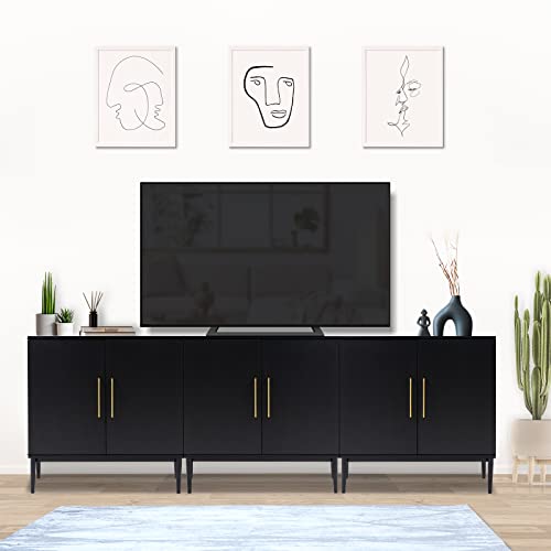 Vrullu Modern Storage Cabinet, Free Standing Buffet Cabinet, Black Sideboard and Buffet Storage, Wood Accent Cabinet for Living Room, Hallway, Entryway, Dining Room, Bedroom (1, Black)