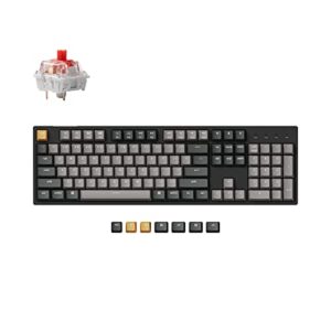 keychron c2 pro wired custom mechanical keyboard full size layout qmk/via programmable macro white backlit with keychron k pro red switch oem profile double-shot pbt keycaps for mac windows linux