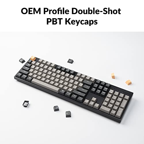 Keychron C2 Pro Wired Custom Mechanical Keyboard Full Size Layout QMK/VIA Programmable Macro White Backlit with Keychron K Pro Red Switch OEM Profile Double-Shot PBT Keycaps for Mac Windows Linux