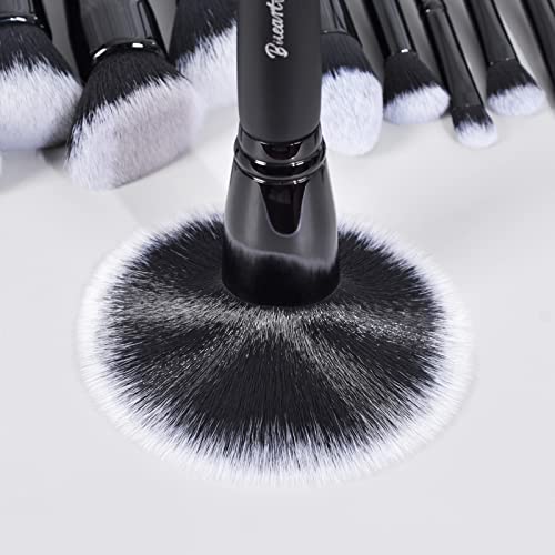 Bueart Design 16Pcs ULTRA SOFT Black labeled DENSE HAIR Makeup Brushes set Contains large powder Flat Foundation Ultimate Blending Make up Brush set Blush Face Brush Concealers contour Eyeshadow