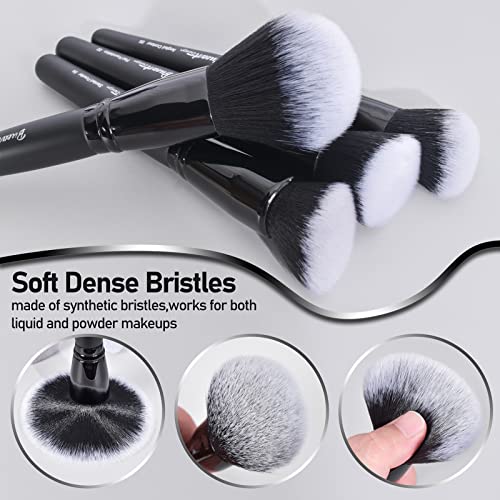 Bueart Design 16Pcs ULTRA SOFT Black labeled DENSE HAIR Makeup Brushes set Contains large powder Flat Foundation Ultimate Blending Make up Brush set Blush Face Brush Concealers contour Eyeshadow