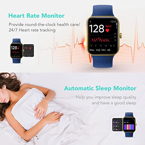 SKG Smart Watch, Fitness Tracker with 5ATM Swimming Waterproof, Health Monitor for Heart Rate, Blood Oxygen, Sleep, 1.7'' Touch Screen Bluetooth Smartwatch Fitness Watch for Android-iPhone iOS, V7