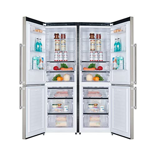 Forno Freestanding 48 Inch Side by Side Bottom Mount Freezer Refrigerator with 22.2 Cubic Ft. Total Capacity - Stainless Steel No Frost Fridge with Adjustable Shelves and and Child Safety Lock