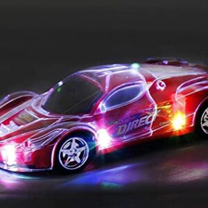 Haktoys Remote Control Light Up Cars 2-Pack Upgraded 2.4GHz RC Racing Sports Cars 1:24 Scale Radio Controlled Toy Vehicles with Bright and Colorful Flashing Lights - Two Players Can Play Together