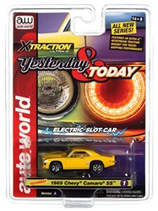 auto world xtraction 1969 chevrolet camaro (yellow) ho scale slot car