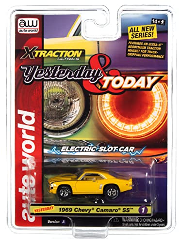 Auto World Xtraction 1969 Chevrolet Camaro (Yellow) HO Scale Slot Car