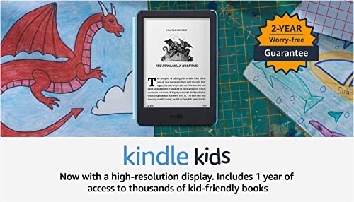 Kindle Kids (2022 release) – Includes access to thousands of books, a cover, and a 2-year worry-free guarantee - Space Whale