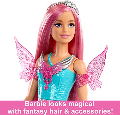 Barbie Doll with Two Fairytale Pets and Fantasy Dress, Barbie “Malibu” Doll from Barbie A Touch of Magic, 7-inch Long Fantasy Hair