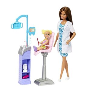 Barbie Careers Dentist Doll and Playset with Accessories, Medical Doctor Set, Barbie Toys,White