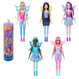 barbie color reveal doll with 6 unboxing surprises, rainbow galaxy series with celestial sparkle & color change