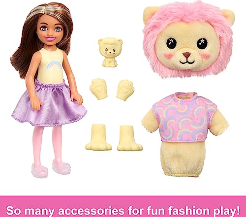 Barbie Cutie Reveal Chelsea Doll & Accessories, Lion Plush Costume & 6 Surprises Including Color Change, Cozy Cute Tees Series