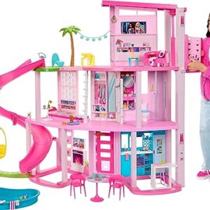 Barbie Dreamhouse 2023, Pool Party Doll House with 75+ Pieces and 3-Story Slide, Barbie House Playset, Pet Elevator and Puppy Play Areas​