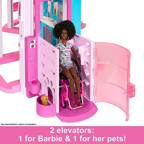 Barbie Dreamhouse 2023, Pool Party Doll House with 75+ Pieces and 3-Story Slide, Barbie House Playset, Pet Elevator and Puppy Play Areas​