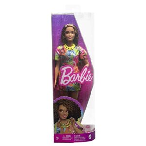 Barbie Doll, Kids Toys, Curly Brown Hair, Fashionistas, Athletic Body Shape, Graffiti-Print T-Shirt Dress, Clothes and Accessories