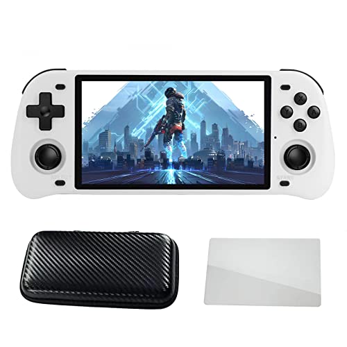 SERYUB RGB10 MAX 2 Video Game Console, 5 "IPS Screen Handheld Game System Multi-Emulator 10000 Games, Retro Game Console Built-in Game 64G, (White) Plus Free toughened Film and Box