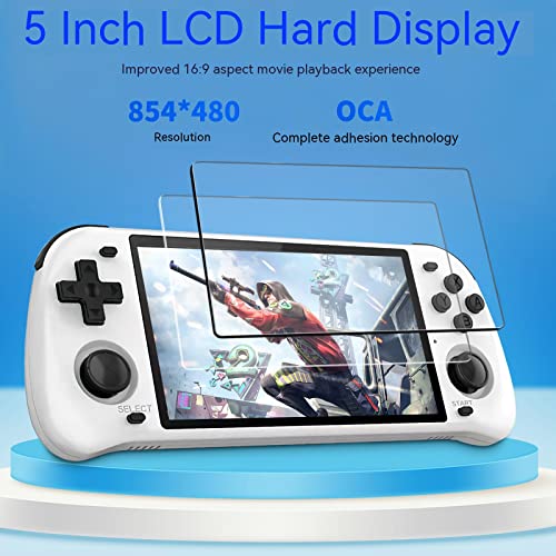 SERYUB RGB10 MAX 2 Video Game Console, 5 "IPS Screen Handheld Game System Multi-Emulator 10000 Games, Retro Game Console Built-in Game 64G, (White) Plus Free toughened Film and Box