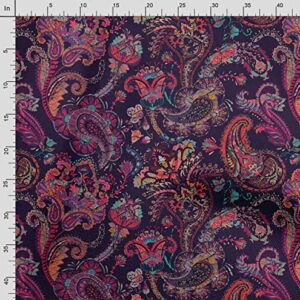 Soimoi Asian Paisley Print, Cotton Cambric, Quilting Fabric Sold by The Yard 42 Inch Wide, Medium Weight Cotton Fabric, Sewing Supplies,Purple