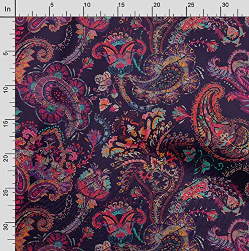 Soimoi Asian Paisley Print, Cotton Cambric, Quilting Fabric Sold by The Yard 42 Inch Wide, Medium Weight Cotton Fabric, Sewing Supplies,Purple