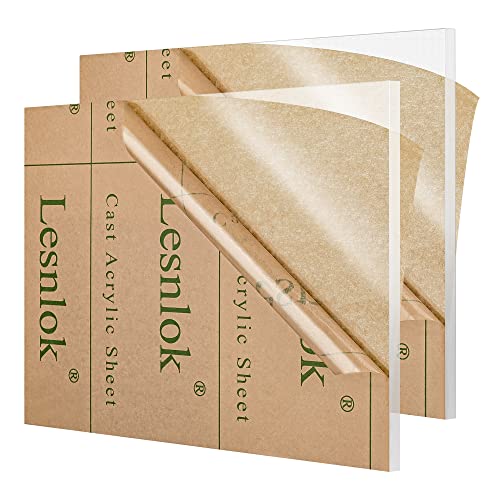 Lesnlok 2 Pack 8" x 12" plexiglass Sheets 1/4 inch Thick Clear Acrylic Sheet 6mm Thick Use for Craft Projects, Signs, Sneeze Guard and More