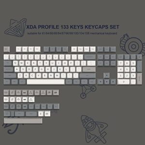 dagaladoo 133 Keys Retor Grey Keycaps, XDA Profile PBT Keyboard Keycaps Full Set, XVX Dye Sublimation Keycaps for 60% 65% 100% Cherry Gateron MX Switches Mechanical Keyboard