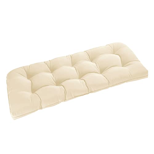 downluxe Outdoor Chair Cushions, Waterproof Tufted Overstuffed U-Shaped Memory Foam Bench Cushion for Swing Loveseat Patio Funiture, 44" x 19" x 5", Beige, 1 Pack