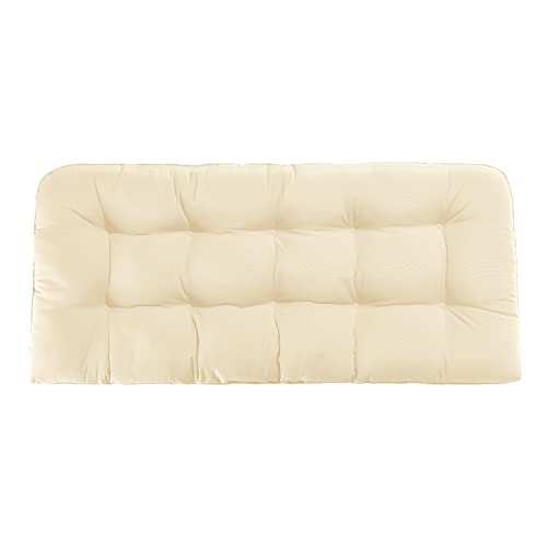 downluxe Outdoor Chair Cushions, Waterproof Tufted Overstuffed U-Shaped Memory Foam Bench Cushion for Swing Loveseat Patio Funiture, 44" x 19" x 5", Beige, 1 Pack