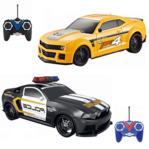 RC Remote Control Police Chase Fun | Pack of 2 Upgraded Version Radio Control Racing Car & Police Car | Easy to Operate, One Frequency Per Car - Two Players Can Play Together