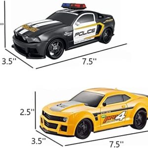 RC Remote Control Police Chase Fun | Pack of 2 Upgraded Version Radio Control Racing Car & Police Car | Easy to Operate, One Frequency Per Car - Two Players Can Play Together