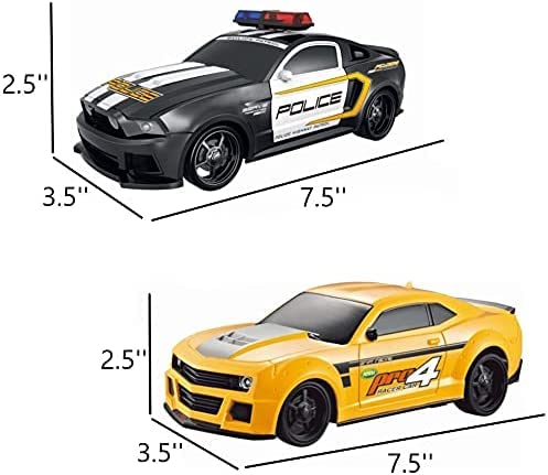 RC Remote Control Police Chase Fun | Pack of 2 Upgraded Version Radio Control Racing Car & Police Car | Easy to Operate, One Frequency Per Car - Two Players Can Play Together