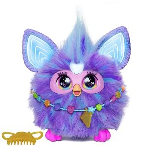 furby purple, 15 fashion accessories, interactive plush toys for 6 year old girls & boys & up, voice activated animatronic