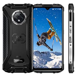 oukitel unlocked rugged smartphone wp8 pro, 6.49 inch display android 10 rugged cell phones 4gb ram+64gb rom 5000mah ip68 waterproof unlocked phone dual sim 16mp rear triple camera nfc black