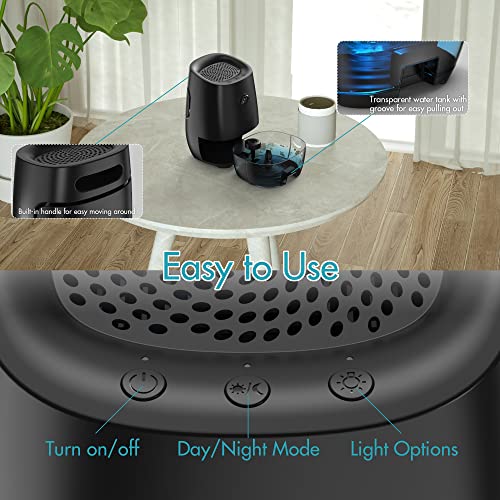 Dehumidifiers, 35OZ Dehumidifier, Small Dehumidifiers for Home, Bedroom, Bathroom, Mini dehumidifier with Auto Shut-off, 7 Colors Night Lights, Ultra Quiet for Closet RV Office