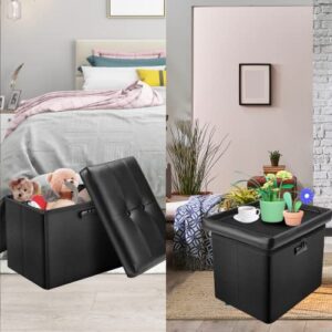 Tamfile Ottoman with Storage, Fireproof Safe Folding Ottoman for Documents, Waterproof Foot Rest Stool with Storage,17 Inches Short Ottoman with Lock, Ottoman Foot Rest for Living Room