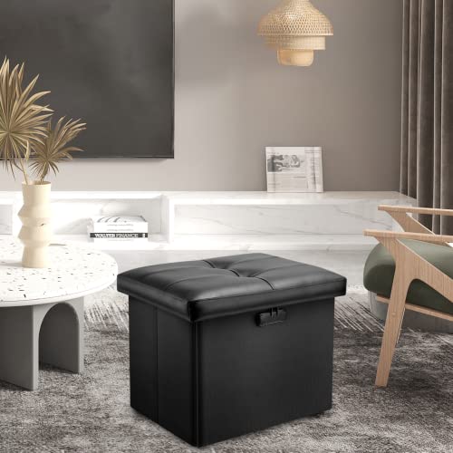 Tamfile Ottoman with Storage, Fireproof Safe Folding Ottoman for Documents, Waterproof Foot Rest Stool with Storage,17 Inches Short Ottoman with Lock, Ottoman Foot Rest for Living Room