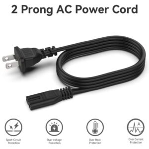 AC Power Cord for Sony PS3 PS4 PS5, Xbox One S, Xbox One X, Xbox Series X/S Power Supply Cable Replacement 2 Prong AC Power Cord 6Ft