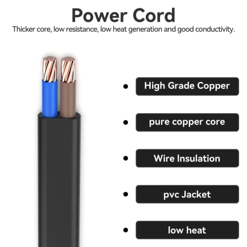 AC Power Cord for Sony PS3 PS4 PS5, Xbox One S, Xbox One X, Xbox Series X/S Power Supply Cable Replacement 2 Prong AC Power Cord 6Ft