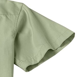 Alimens & Gentle Men's Short Sleeve Oxford Shirt Button Down Collar Regular Fit Short Sleeve Casual Shirts with Pocket Light Green