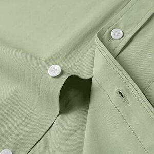 Alimens & Gentle Men's Short Sleeve Oxford Shirt Button Down Collar Regular Fit Short Sleeve Casual Shirts with Pocket Light Green