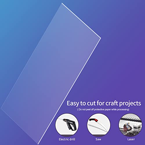 ANRISIN Clear Acrylic Sheets 12” x 24” x 1/8", 2 Pack 3mm Cast Plexiglass for DIY Display Projects, Cut to Size