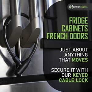 Urban August Original Fridge Lock: Multi - Functional Cable Keyed Lock, for French-Door Refrigerators and Cabinets (Regular Black, 6 Pack Keyed Alike)