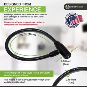 Urban August Original Fridge Lock: Multi - Functional Cable Keyed Lock, for French-Door Refrigerators and Cabinets (Regular Black, 6 Pack Keyed Alike)