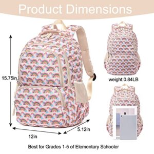 CLUCI Kids Backpack for Girls Bookbags Preschool Backpack Toddler Daycare School Bag Elementary Kindergarten Lightweight Large Waterproof Cute Pink Rainbow