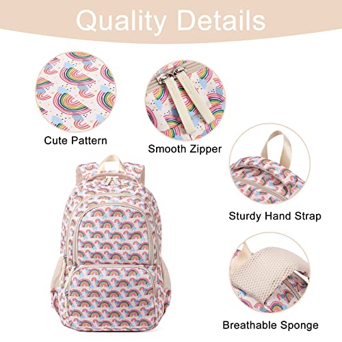 CLUCI Kids Backpack for Girls Bookbags Preschool Backpack Toddler Daycare School Bag Elementary Kindergarten Lightweight Large Waterproof Cute Pink Rainbow