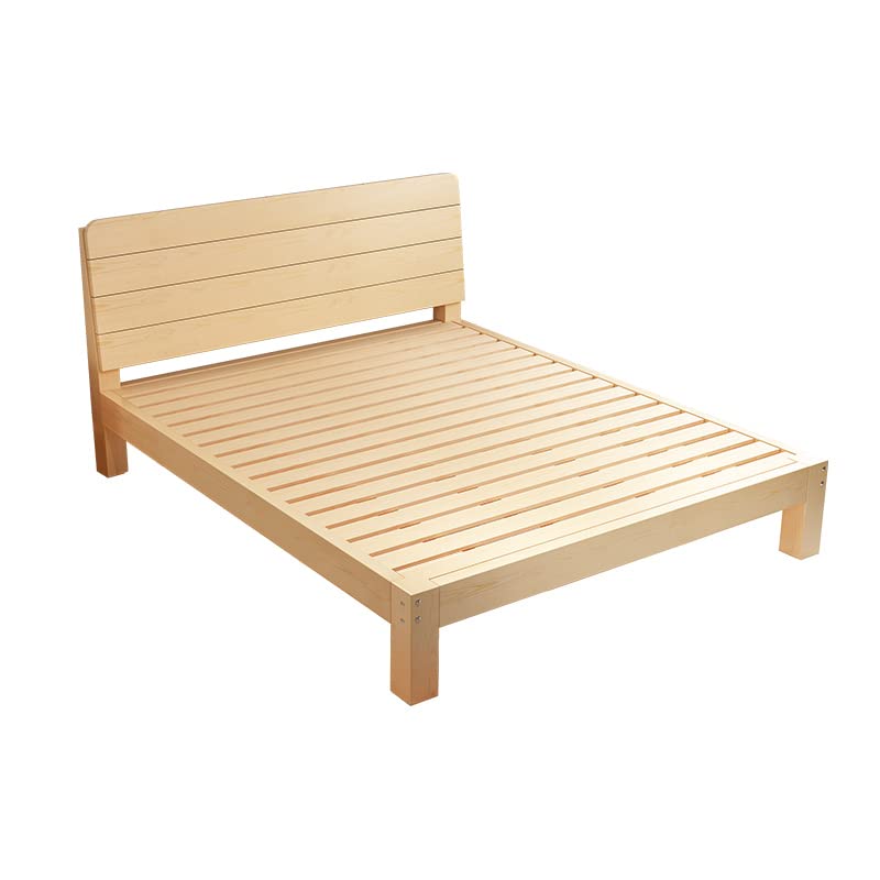 LITFAD Contemporary Pine Wood Platform Bed Natural Bed Frame with Headboard Wooden Slats Support Bed (No Box Spring Needed) - Storage Not Included Single Bed Full-Covered, Twin XL