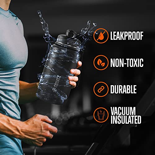 SQUATZ 74 Oz Neptune Series Steel Water Bottle, Stainless Double Wall Vacuum Insulated Jug with Handle Strap, Large Capacity Leak Proof Wide Mouth Thermos for Gym, Travel, Hiking, and Camping