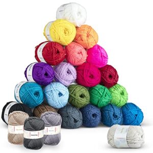 Soft Yarn for Crocheting - 2400 Yards Crochet Yarn for Crocheting and Knitting Yarn, Amigurumi Yarn for Knitting, Acrylic Yarn Bulk, Perfect Yarn for Crafts, Crocheting Yarn Set - 24 Yarn Pack x 50g