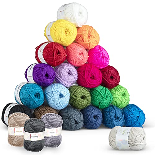 Soft Yarn for Crocheting - 2400 Yards Crochet Yarn for Crocheting and Knitting Yarn, Amigurumi Yarn for Knitting, Acrylic Yarn Bulk, Perfect Yarn for Crafts, Crocheting Yarn Set - 24 Yarn Pack x 50g