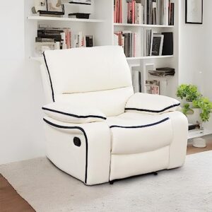 gebadol living room furniture, leather recliner chair, manual reclining chair for living room/house/bedroom/office/apartment, white/1 piece