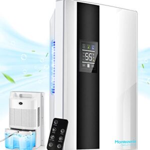 Dehumidifiers for Home with Remote Control, 400 Sq.ft, Ultra Quiet Dehumidifier with Drain Hose, 2200ml(77oz) Water Tank, White Portable Dehumidifier for High Humidity in Basements, Bedroom, Bathroom